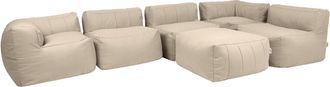 Icon Brand Zen Modular Sofa f&uuml;r Erwachsene, Beige, Olefin Stoff f&uuml;r Drinnen und Drau&szlig;en, 5 Sitzer Ecksofa, Bequemer Sitzsack Sofa mit Schaumstoff F&uuml;llung, Garten