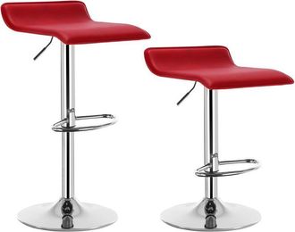 Woltu Woltu - Tabouret de Bar Lot de 2 en Similicuir et Acier chrom&eacute;, Tabouret r&eacute;glable et Rotatif, Bordeaux