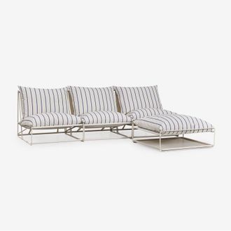 Sklum Amaro 3-teiliges modulares Gartensofa und umwandelbarer Ottoman Braun Tapioca - Dunkelblau - Sklum