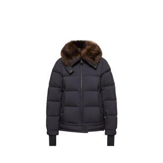 Moncler Moncler Arabbas Shearling-trimmed Down Ski Jacket, Women, Blue, Size: 0