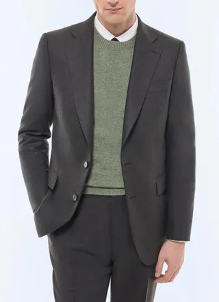 Fursac Veste de costume ajust&eacute;e en flanelle - Taille 44 - Homme