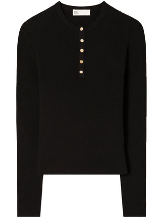 Tory Burch Fein gerippter Pullover - Schwarz