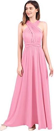 Ibtom Robe longue convertible pour femme - Robe de soirée, de bal, de mariage, de cocktail - Rose - Large