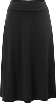 Generic Jupe mi-longue évasée et légère pour femme, avec fermeture à enfiler, taille S à XXL, Noir, XXL