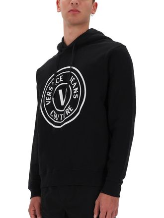 Versace Jeans Couture Logo-Embroidered Cotton Sweatshirt - Black