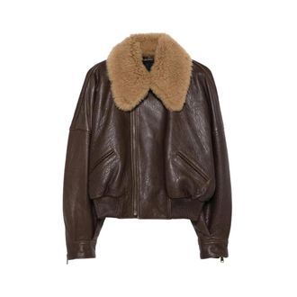 Petar Petrov Leder Bomberjacke - - Jackets - Damen - Braun - S