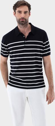 van Laack Gestreiftes Strick Polo-Shirt aus Air Cotton