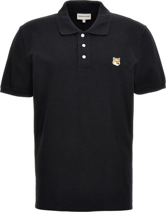 Maison Kitsun&eacute; Homme, Tops, Noir, Taille: L Fox Head Regular Polo