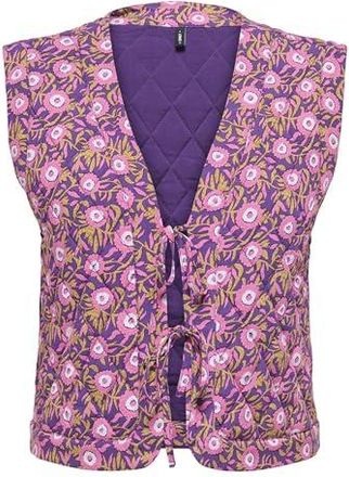Only Onlnovella Quilt S/L Tie Vest WVN, Violet Amarante, XS Femmes