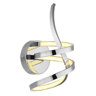 Globo Lighting Wandlampe LED Wandleuchte Flurleuchte opal chrom Wohnzimmerlampe gedreht, Metall Aluminium, 18W 900lm warmwei&szlig;, BxH 16x35 cm