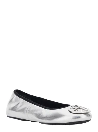 Tory Burch Womens Ballet Flats Metallic Leather Ovine Ballerina Shoes