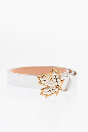 Dsquared2 Slim Fit Leather Belt with Beads Buckle 25mm size 85