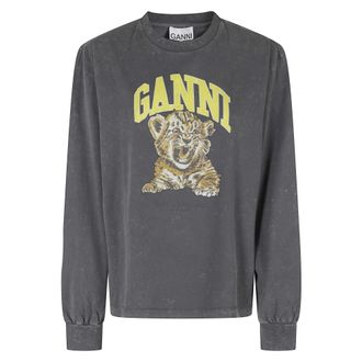 Ganni Femme, Tops, Gris, Taille: 42 FR Long Sleeve Hauts