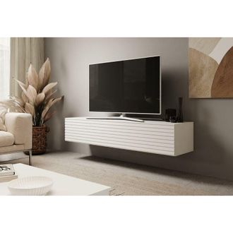 Furnix Furnix - Lowboard janita 160 Lamellenfront TV-Hängeschrank Weiß/Weiße Lamellen