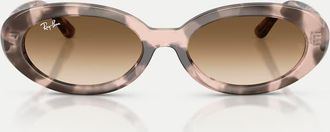 Ray-Ban RB2223 - Lunettes de soleil ovales &agrave; verres marron - Rose havane opale