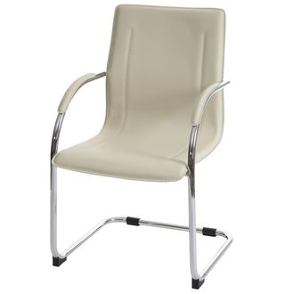 Mendler Esszimmerstuhl Samara, Freischwinger K&uuml;chenstuhl Lehnstuhl Stuhl, Stahl - Creme