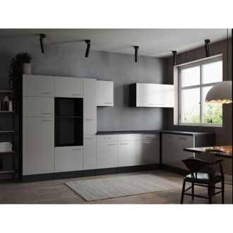 Respekta L K&uuml;che Leerblock Winkelk&uuml;che Grau Matt Wei&szlig; 370 x 172 cm Respekta