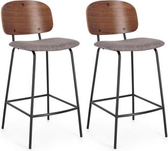 BIZZOTTO Bizzotto - Lot de 2 chaises de bar 43,5x52,5x93,5 cm en tissu gris foncé et bois marron