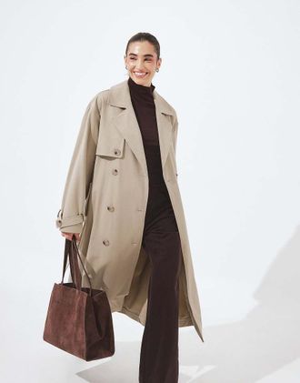 NA-KD Trench-coat oversize - Beige-Neutral