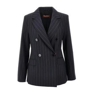 Max Mara Femme, Vestes, Bleu, Taille: 34 FR Blazer doppiopetto gessato