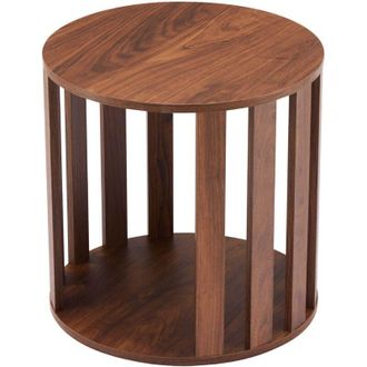 Oviala Table basse effet bois ronde diam 50 cm bois fonc&eacute;