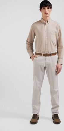 Eden Park Chemise En Twill De Coton Unie Marron Col &Agrave; Pointes Boutonn&eacute;es Coupe Regular