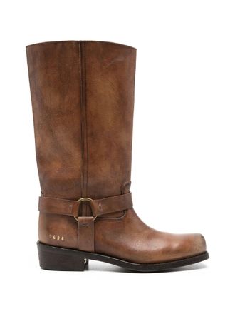 Golden Goose Biker Square Tige en cuir vieilli avec sangle et accessoire