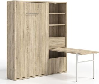 Les Tendances Les Tendances - Lit escamotable vertical 140x190 avec armoire et bureau Kampo-Coffrage Cambrian-Façade Cambrian