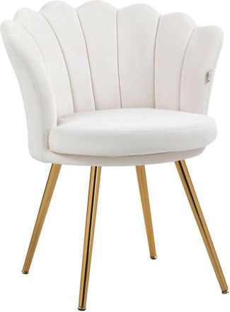 HOMCOM Homcom - Chaise coquillage chaise design pieds métal dorés effilés velours crème