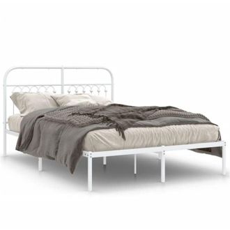 vidaXL Bettgestell mit Kopfteil Metall Wei&szlig; 140x200 cm Vidaxl