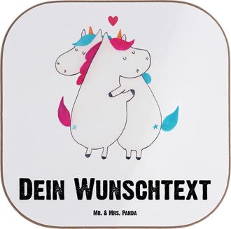 Mr. & Mrs. Panda Personalisierter Untersetzer Einhorn Mitteilung - Personalisierte Geschenke, Unicorn, Personalisieren, Glasuntersetzer, Geschenk, Valentinstag, Kerze,