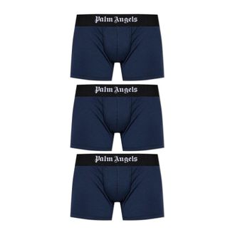 Palm Angels Homme, Sous-v&ecirc;tements, Bleu, Taille: M Lot de trois boxers avec logo