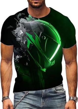 Keephen T-Shirt &agrave; col Rond pour Homme avec Motif Moto VTT Sportif Impression 3D Manches Courtes Haut d&eacute;contract&eacute;