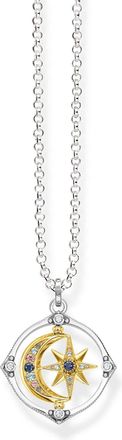 Thomas Sabo Thomas Sabo Damen Halskette mit Anhänger, Stern und Mond, Bicolor 50cm