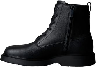 Calvin Klein Herren Mid Boot Stiefel Combat Lace Up Zip aus Leder, Schwarz (Triple Black), 44