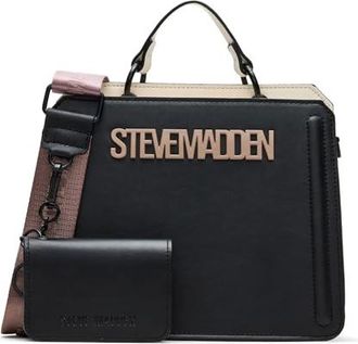 Steve Madden Sac à bandoulière convertible Bevelyn, noir/blanc/gris, Taille unique
