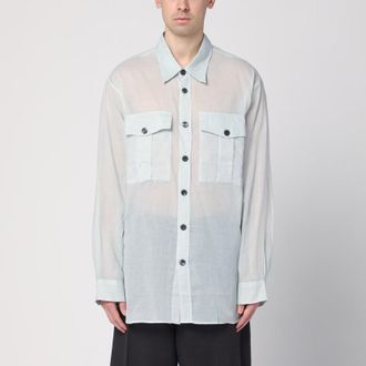 Dries Van Noten Light blue ice cotton shirt with pockets
