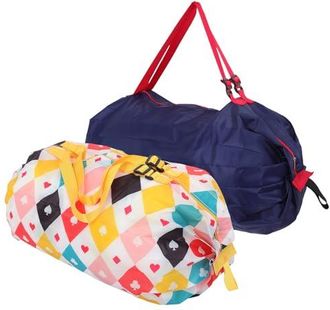 Pretyzoom Lot de 2 Paquet Cabas Pliables R&eacute;utilisables Grosse Capacit&eacute; Tissu R&eacute;sistant Couleurs Bleu Marine et Motif G&eacute;om&eacute;trique Paquet &agrave; Provisions Multifoncti