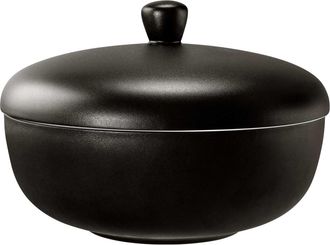 SELTMANN WEIDEN Liberty Velvet Black Schüssel mit Deckel, 28 cm, Große Servierschale mit mattem Finish, Spülmaschinen- und Mikrowellenfest, Porzellan, Schwarz
