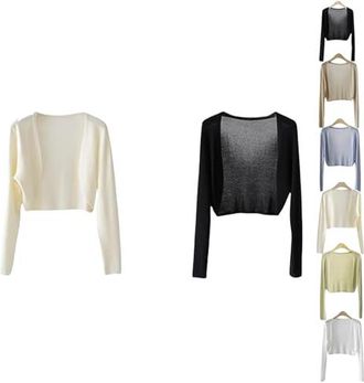 Generic Meetitsneeds Cardigan, cardigan l&eacute;ger, court, bol&eacute;ro ouvert sur le devant, 2 pi&egrave;ces - 1, Taille unique