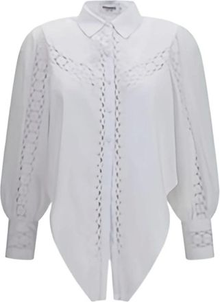 Charo Ruiz Ibiza Femme, Blouses et Chemises, Blanc, Taille: 40 FR Devi Lace-Insert Blouse