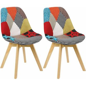 Woltu Lot de 2 Chaises de salle &agrave; manger woltu, Chaise de cuisine, pied en bois, style nordique, Multicolore