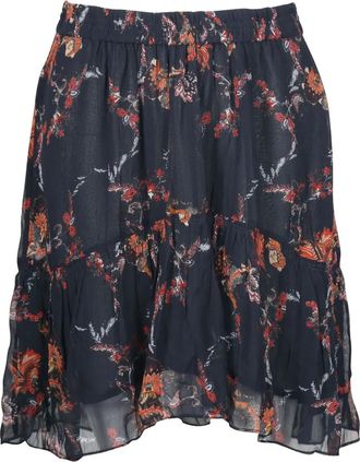 Iro minijupe volantée à fleurs - Noir