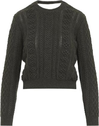 Jil Sander Femme, Pulls, Vert, Taille: 40 FR Pull court en maille torsad&eacute;e