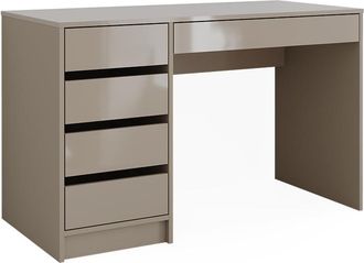 Vicco Schreibtisch Sherry, Greige Hochglanz, 55 x 120 cm mit Schubladen