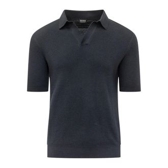 Ermenegildo Zegna Polo-Shirt mit V-Ausschnitt - - Tops - Herren - Blau - 3XL