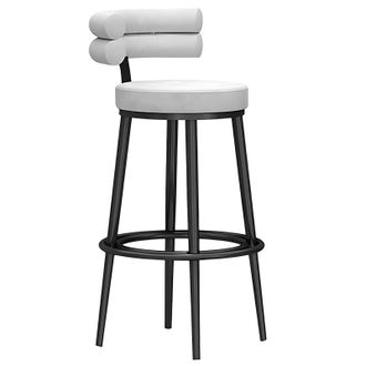 Generic Barhocker in Tresenh&ouml;he, K&uuml;cheninselhocker, samtbezogener Tresenstuhl mit weicher R&uuml;ckenlehne, hoher Esszimmerstuhl f&uuml;r Zuhause und Gastronomie