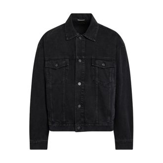 Saint Laurent Elastic Belt Trucker - - Jackets - Herren - Schwarzk - XL