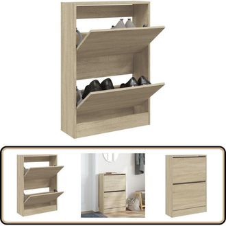 vidaXL Vidaxl - Schuhschrank Sonoma-Eiche 60x21x87,5 cm Holzwerkstoff - Schuhschrank - Schuhregal - Holzwerkstoffmöbel - Garderobe - Einbauschrank
