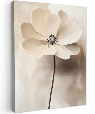 MuchoWow © Bilder 30x40 cm Wohnzimmer Deko Modern Wandbild Kunstdruck auf Leinwand Bild Schlafzimmer über Bett Room Decor Geschenke Blume - Beige - Farbe - Sch